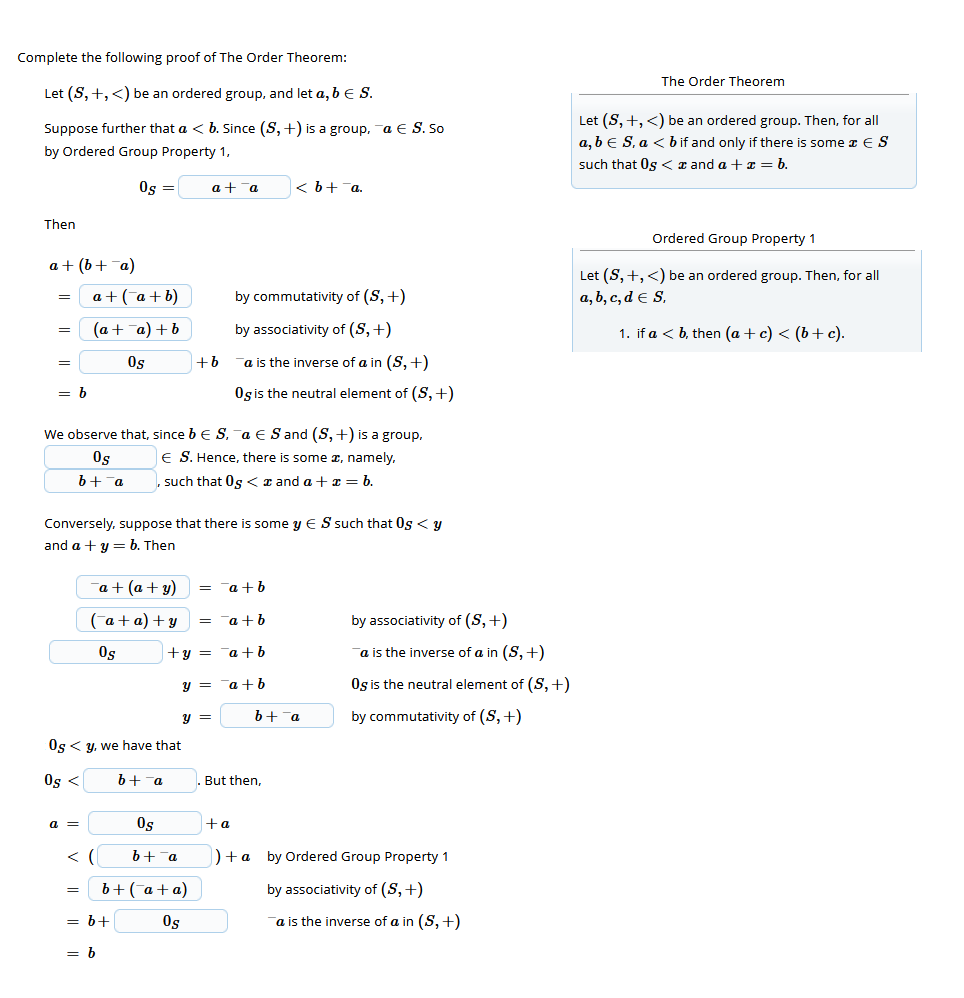 Solved Complete the following proof of The Order Theorem: | Chegg.com