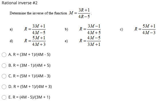 Solved Rational inverse #2 Determine the inverse of the | Chegg.com