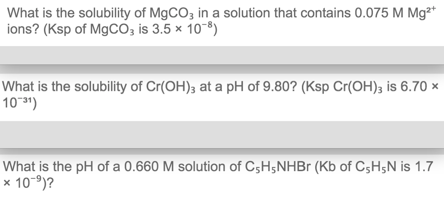 Solved What is the solubility of MgCO3 in a solution that | Chegg.com