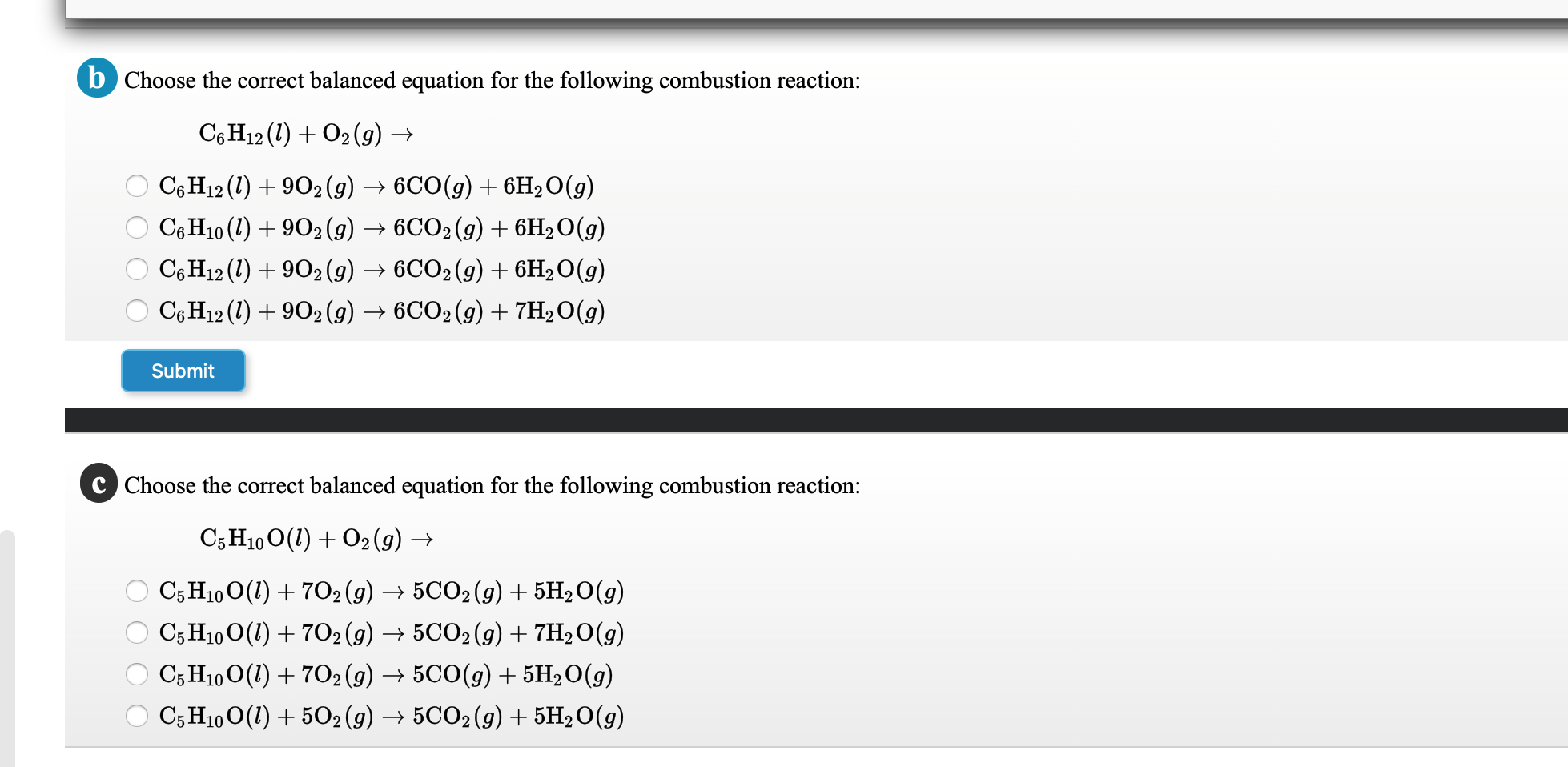 Solved b Choose the correct balanced equation for the | Chegg.com