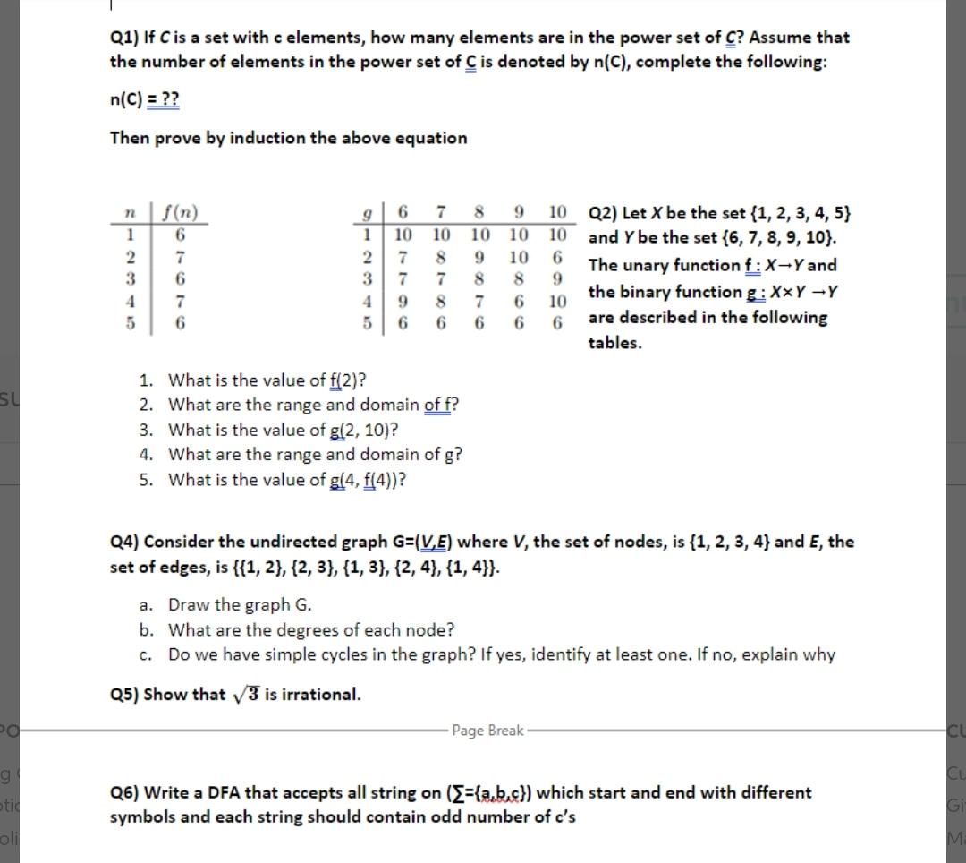 Solved Q1) If C is a set with c elements, how many elements | Chegg.com