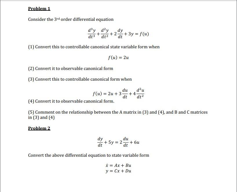 Solved Consider the 3rd order differential equation | Chegg.com