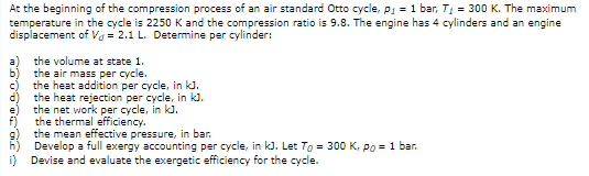 Solved At the beginning of the compression process of an air | Chegg.com