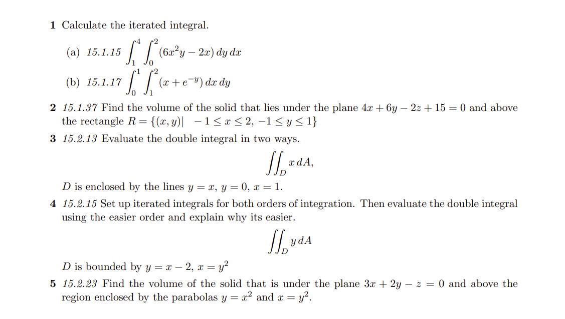 Solved 1 Calculate the iterated integral. (a) | Chegg.com