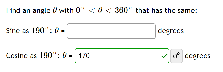 Solved Find an angle 0 with 0°