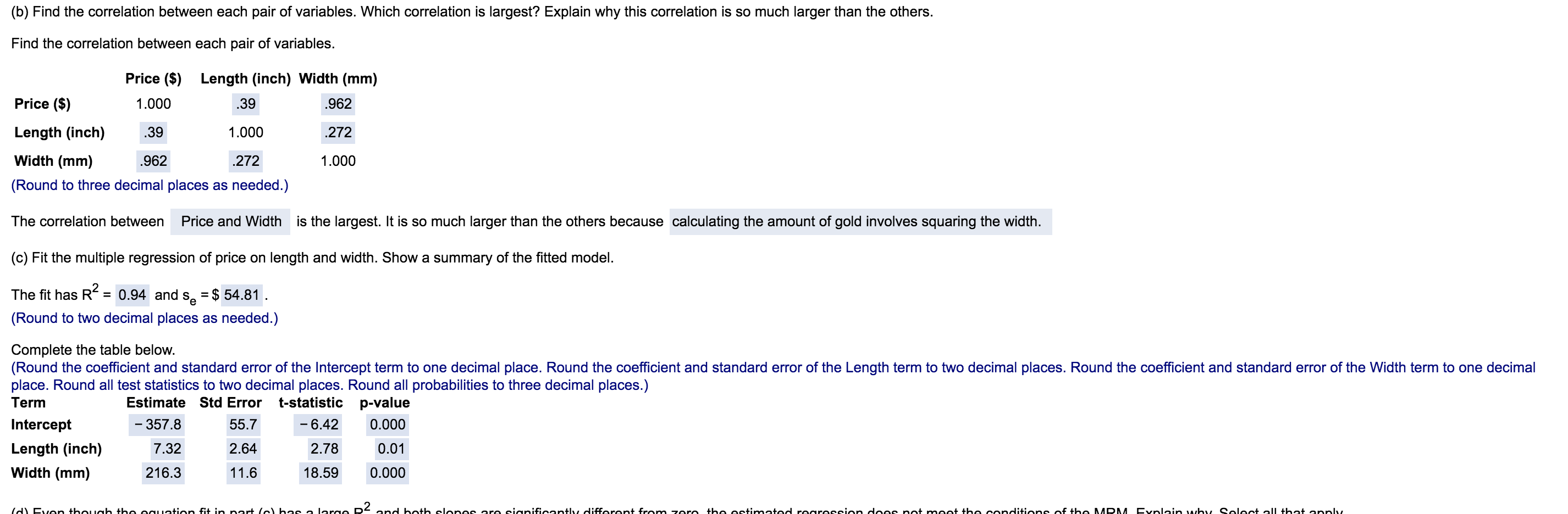 Solved How Do I Use Excel Regression Solver To Solve For The