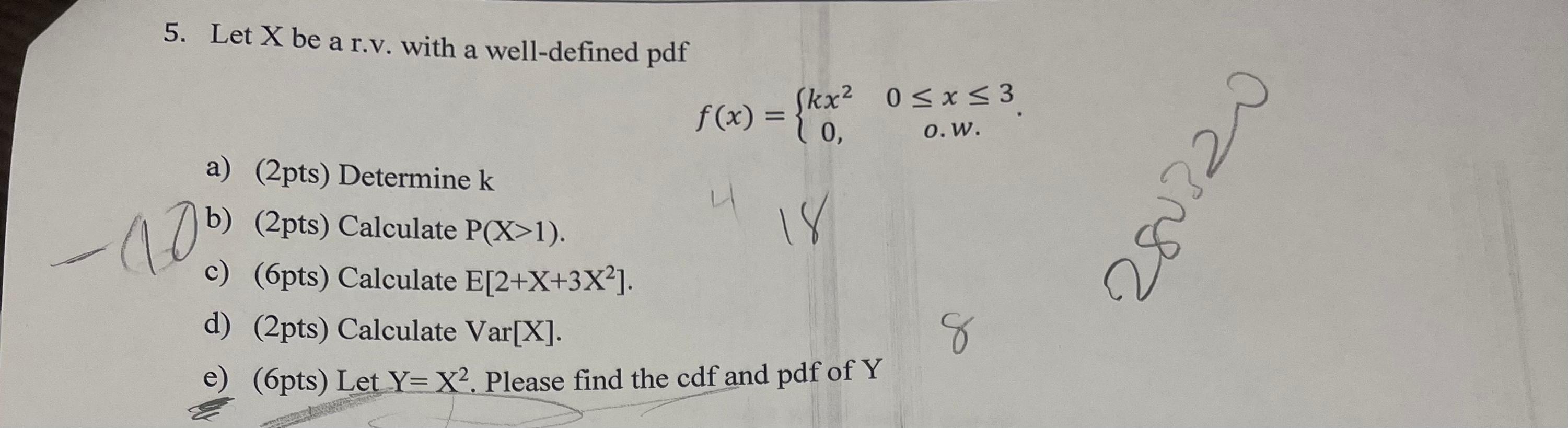 Solved 5. Let X be a r.v. with a well-defined pdf | Chegg.com