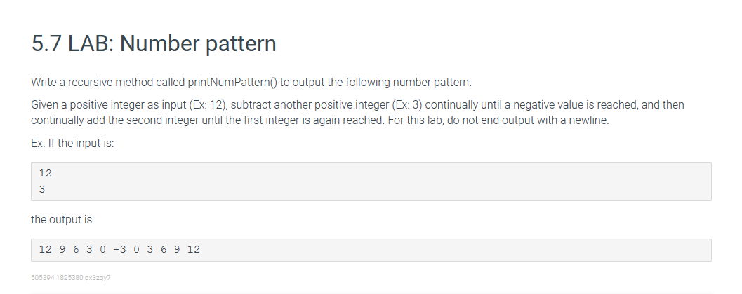 Solved 57 Lab Number Pattern Write A Recursive Method 5268