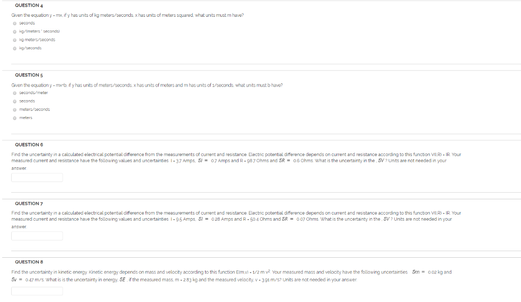 Solved QUESTION Given the equation y - mx if y has units of | Chegg.com
