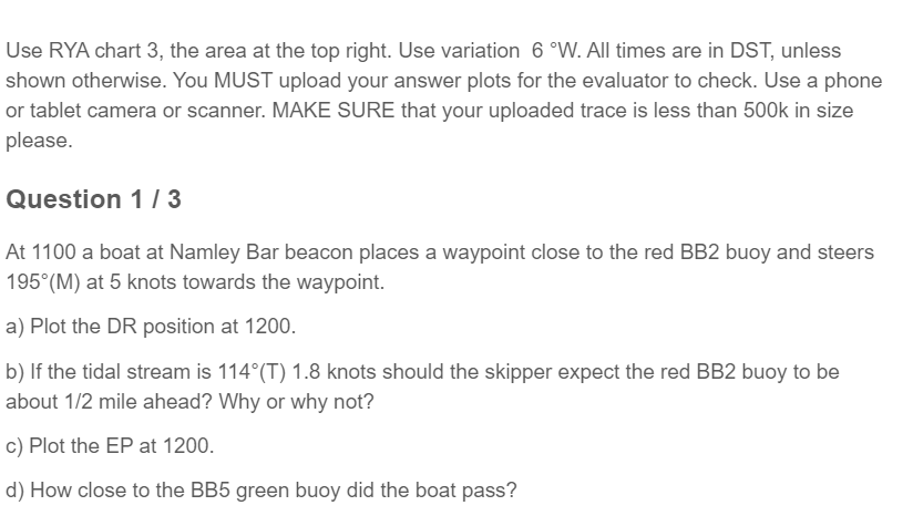Use RYA chart 3, the area at the top right. Use | Chegg.com