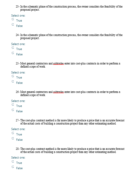 Solved 23- In the schematic phase of the construction | Chegg.com