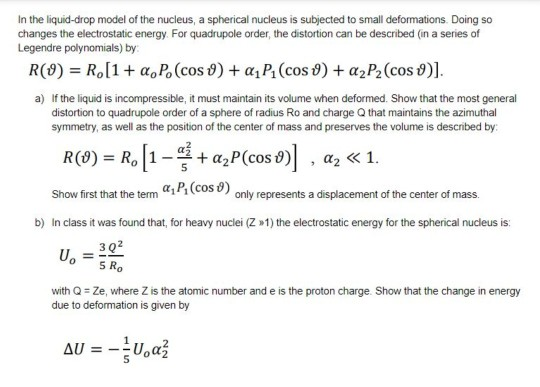 Solved In the liquid-drop model of the nucleus, a spherical | Chegg.com