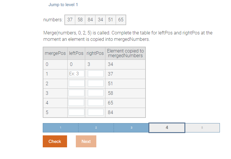 Solved Merge(numbers, 0,2,5) is called. Complete the table | Chegg.com