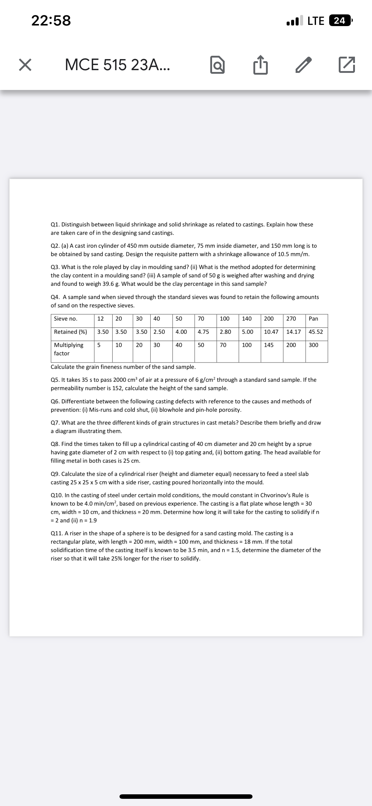 Solved Q1. Distinguish between liquid shrinkage and solid | Chegg.com