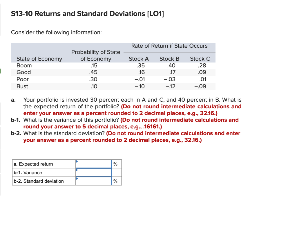 Solved S13-10 Returns and Standard Deviations [LO1] Consider | Chegg.com
