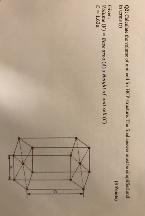 Solved Q2: Calculate the volume of unit cell for HCP | Chegg.com