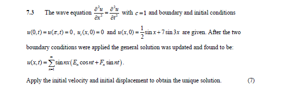 Solved = 7.3 au au The wave equation Oxat with c=1 and | Chegg.com