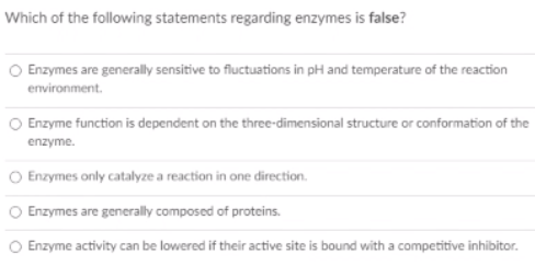 Solved Which of the following statements regarding enzymes | Chegg.com