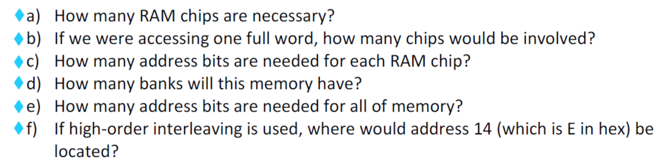 | 11. Redo Exercise 10 assuming a 16M X 16 memory | Chegg.com