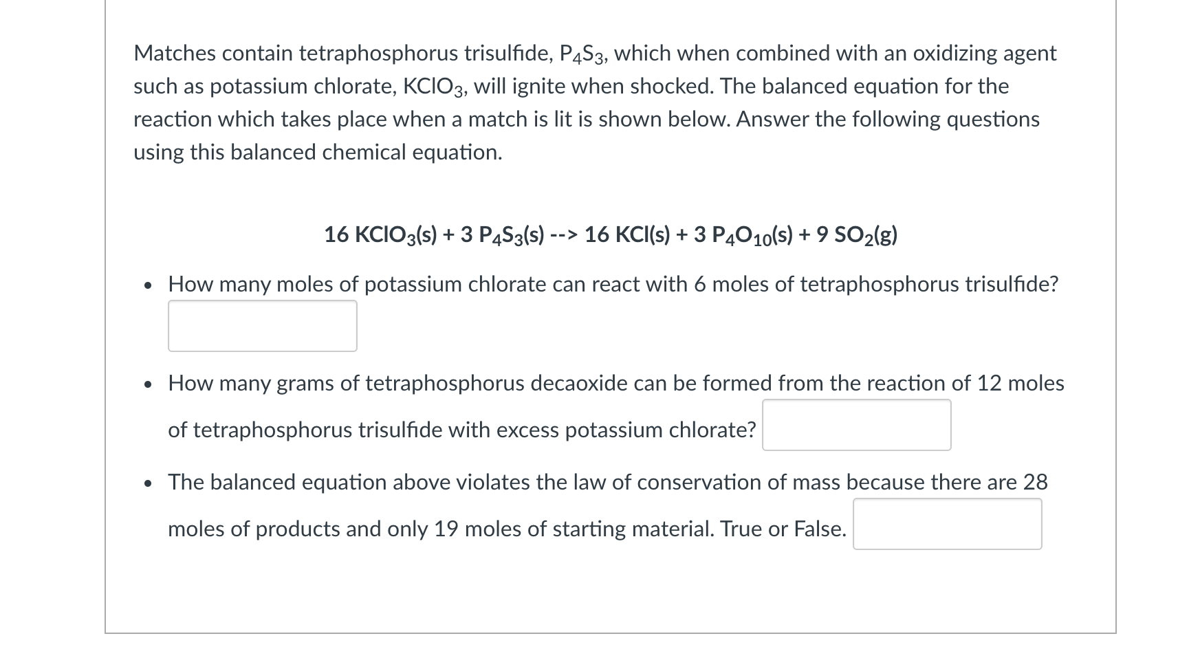 Solved Matches contain tetraphosphorus trisulfide, P4S3, | Chegg.com