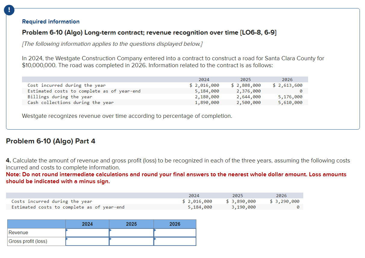 Solved Required information Problem 6-10 (Algo) Long-term | Chegg.com
