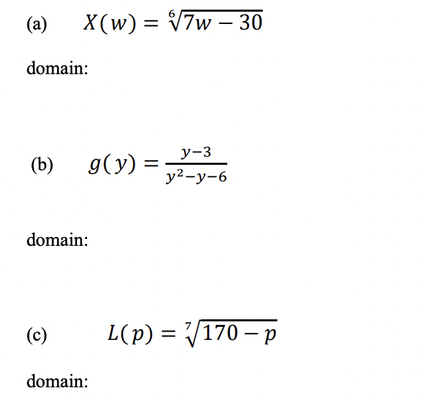 Solved Find the domain of the following functions in | Chegg.com