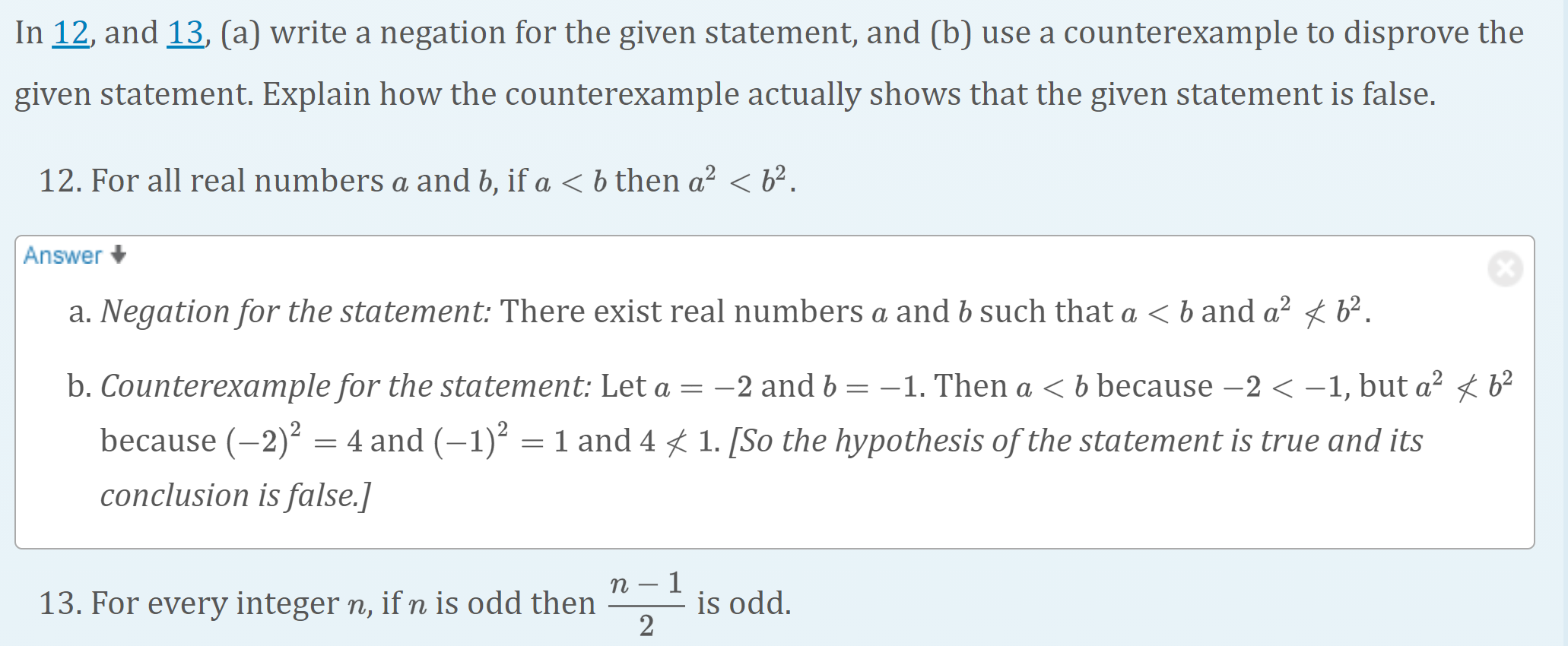 Solved In 12, and 13, (a) write a negation for the given | Chegg.com