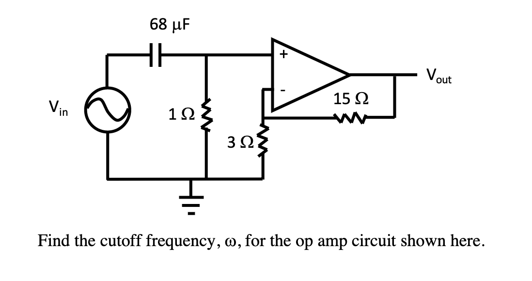 Solved 68 UF + Vout 15 12 Vin 1 Ω 3 ΩΣ Find the cutoff | Chegg.com