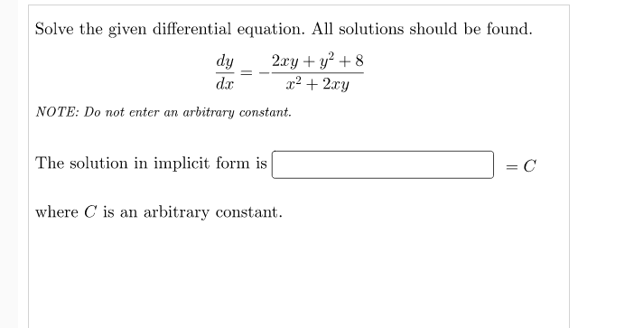 Solved Solve the given differential equation. All solutions | Chegg.com