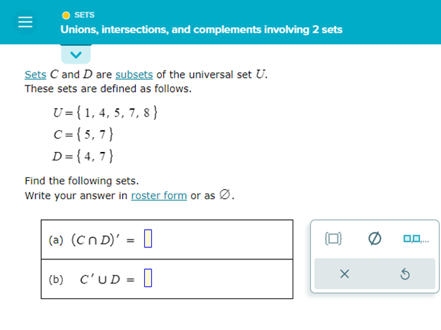 Solved Sets C and D are subsets of the universal set U. | Chegg.com