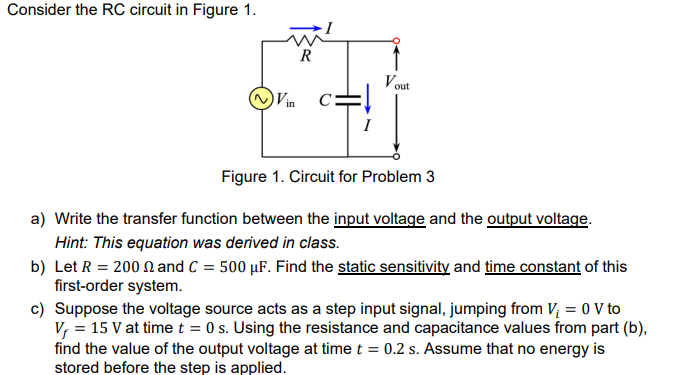 Solved Consider the RC circuit in Figure 1. Figure 1. | Chegg.com