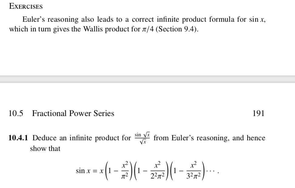 Solved ExercISES Euler's reasoning also leads to a correct | Chegg.com