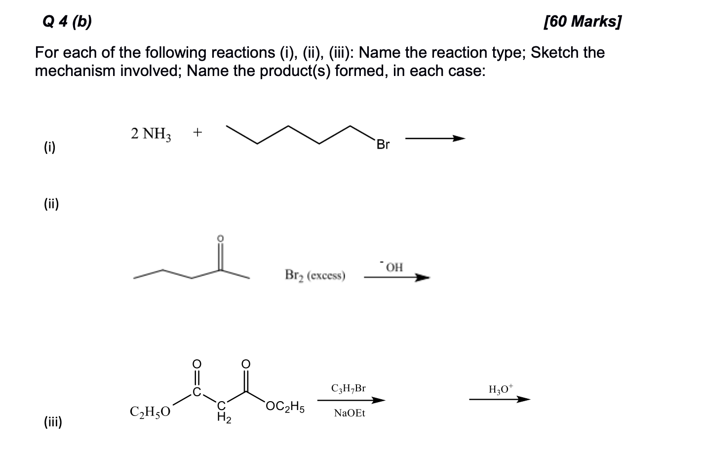 Solved For each of the following reactions (i), (ii), (iii): | Chegg.com