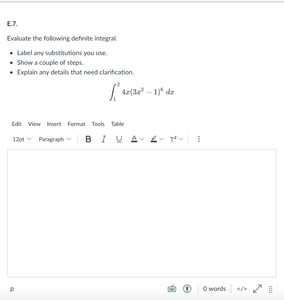 Solved E.7. Evaluate the following definite integral. • | Chegg.com