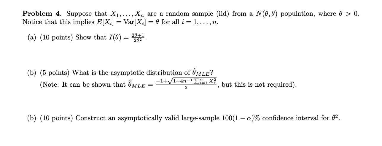 Problem 4. ﻿Suppose that x1,dots,xn ﻿are a random | Chegg.com