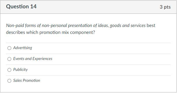 Solved Question 14 3 pts Non-paid forms of non-personal | Chegg.com