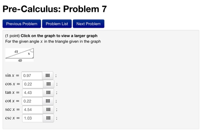 Solved Pre-Calculus: Problem 7 Previous Problem Problem List | Chegg.com