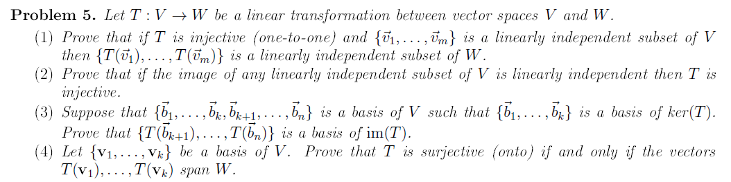 Solved Problem 5. Let T:V + W be a linear transformation | Chegg.com