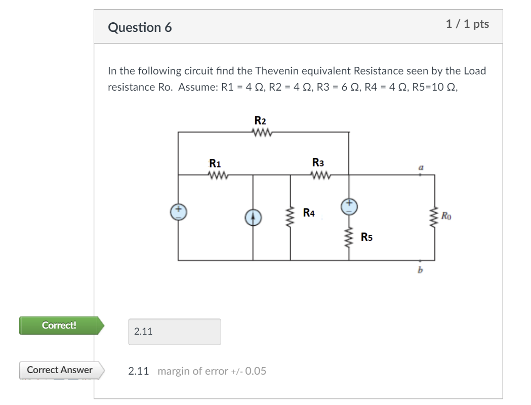 Solved Question 611 ptsIn ﻿the following circuit find the | Chegg.com