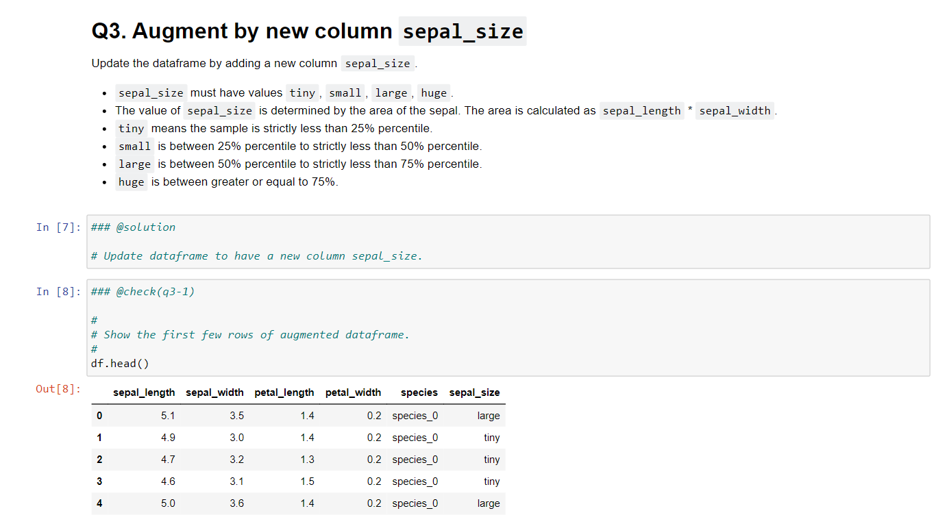Solved Question of assignment using pandas Iris dataset The | Chegg.com