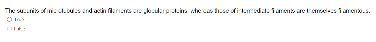 Solved The subunits of microtubules and actin filaments are | Chegg.com