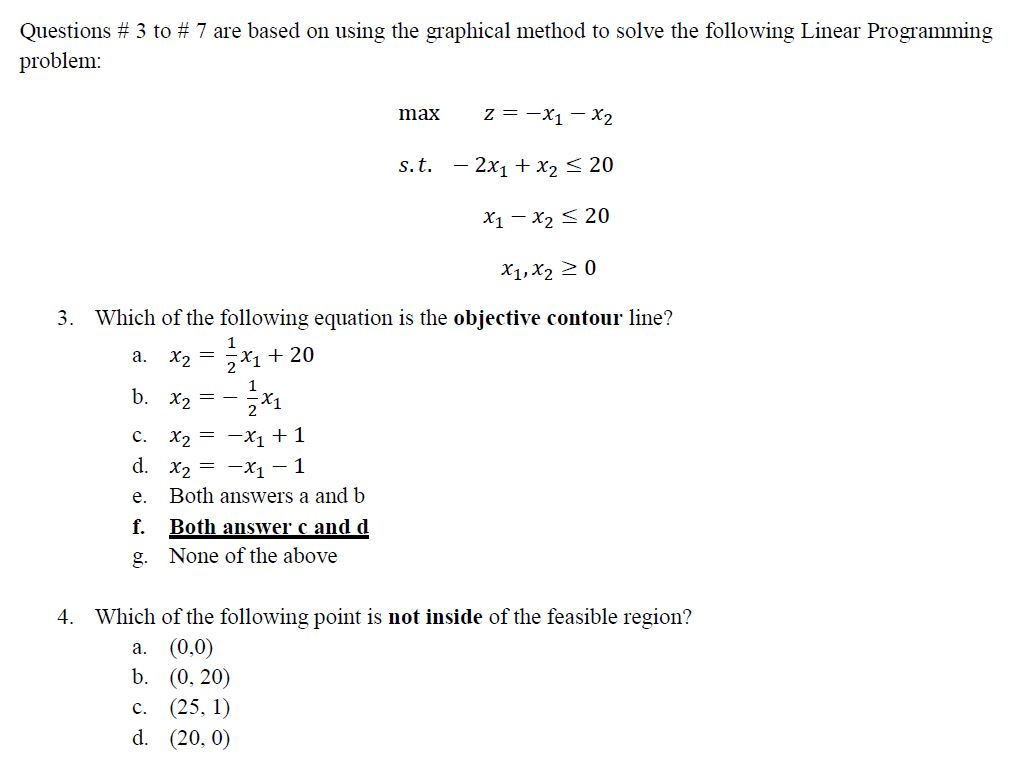 Solved Questions # 3 to # 7 are based on using the graphical | Chegg.com