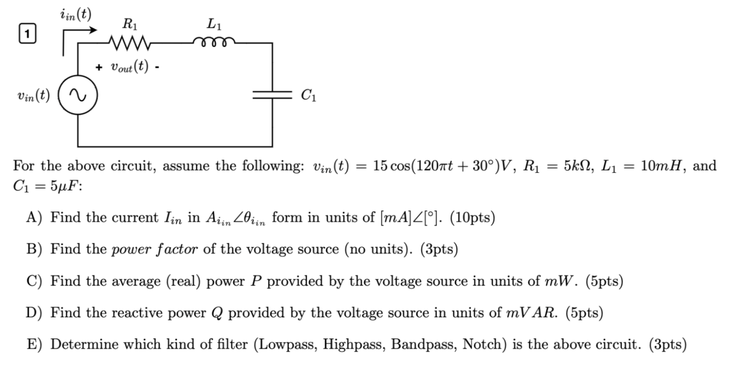 Solved For the above circuit, assume the following: | Chegg.com