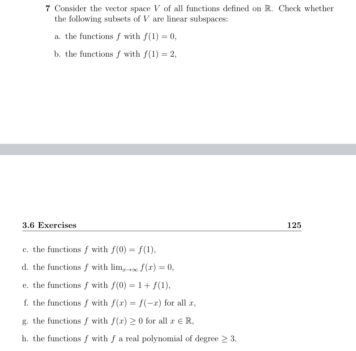 Solved 7 Consider the vector space V of all functions | Chegg.com