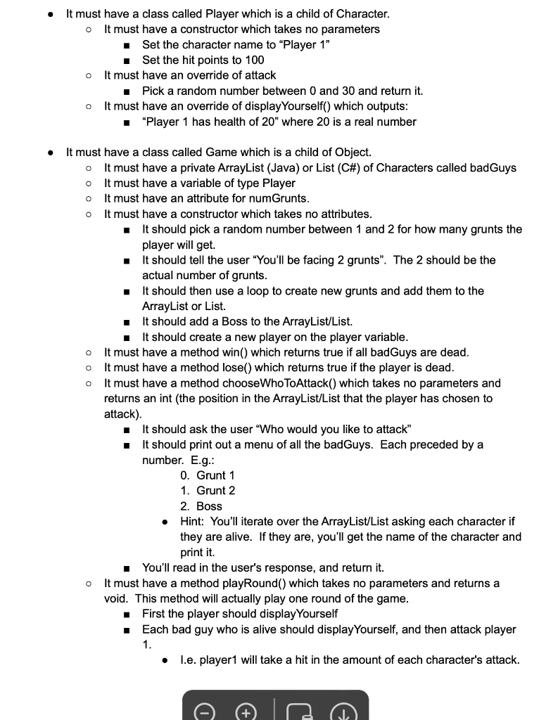 Solved First you'll will create a class called Character. | Chegg.com