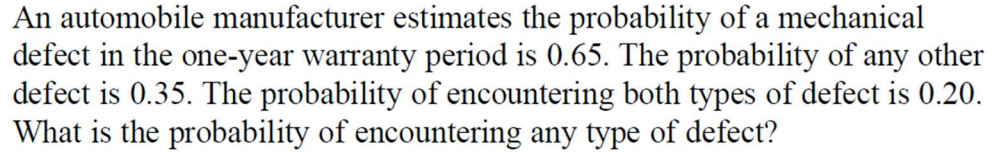 Solved An automobile manufacturer estimates the probability | Chegg.com