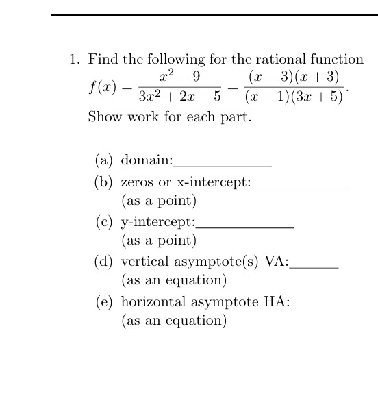 Solved Find The Following For The Rational