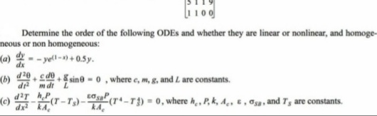 Solved Determine the order of the following ODEs and whether | Chegg.com