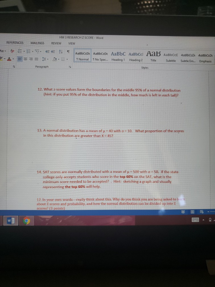 Solved REFERENCES HW 3 RESEARCH Z SCORE - Word REVIEW VIEW | Chegg.com