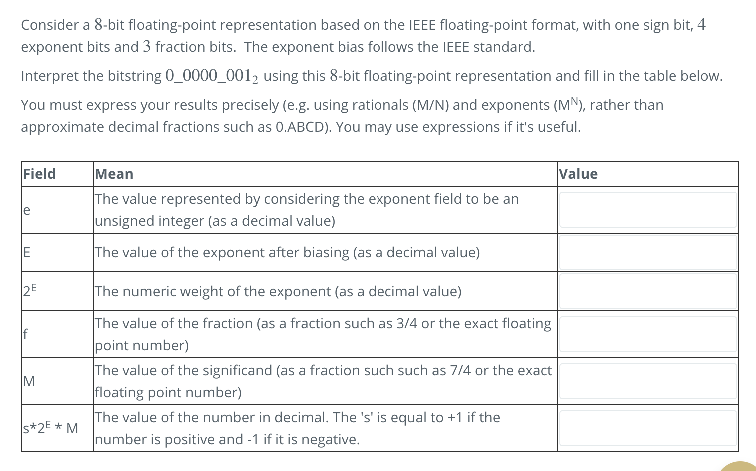 Solved Consider a 12-bit floating-point representation based | Chegg.com